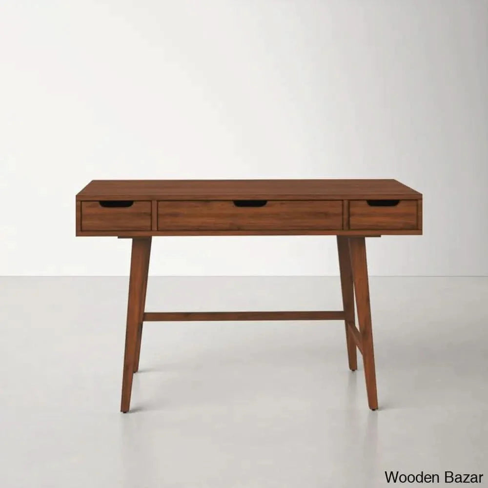 Mareike Wooden Study Table with Three Drawers – Craft Decor