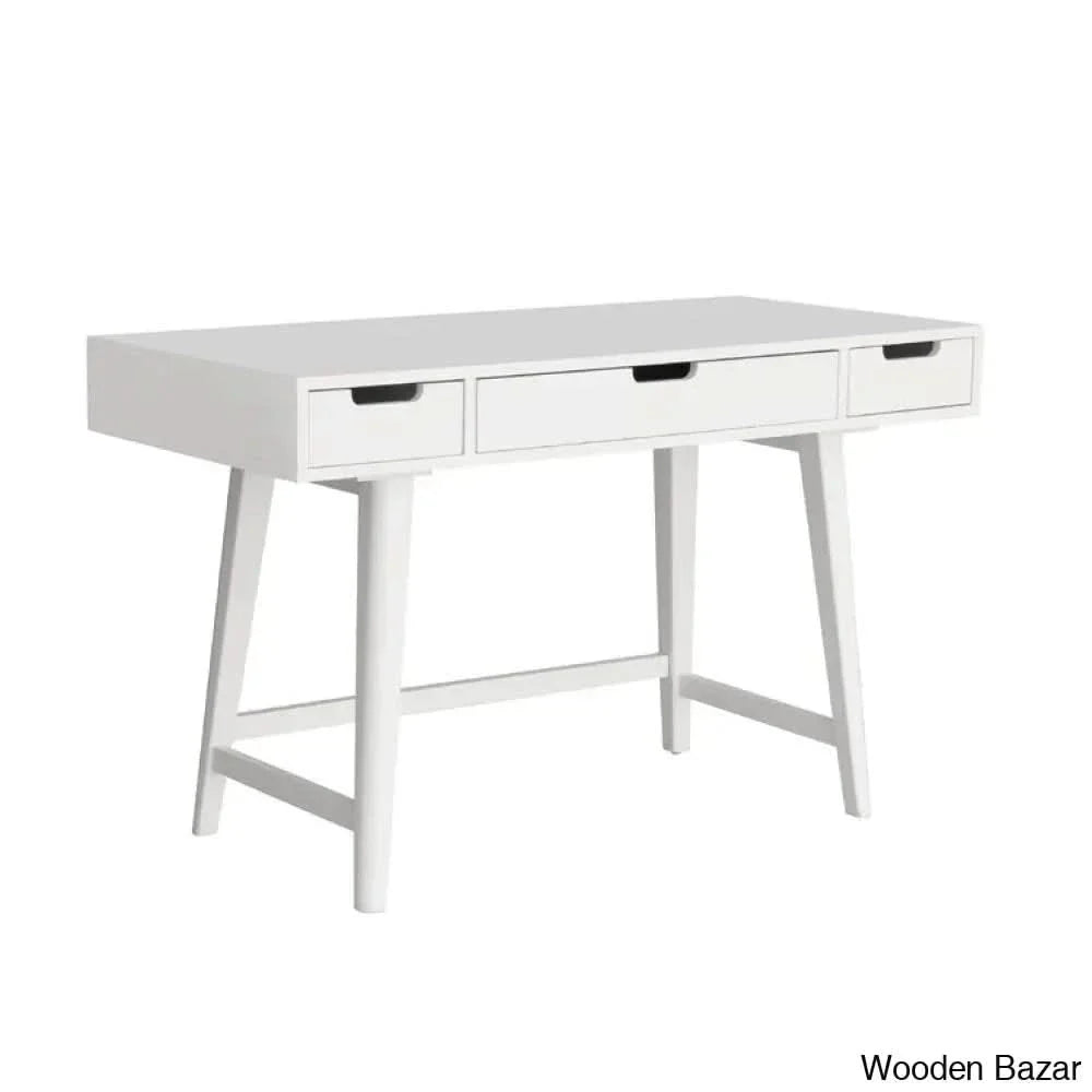 Mareike Wooden Study Table with Three Drawers – Craft Decor
